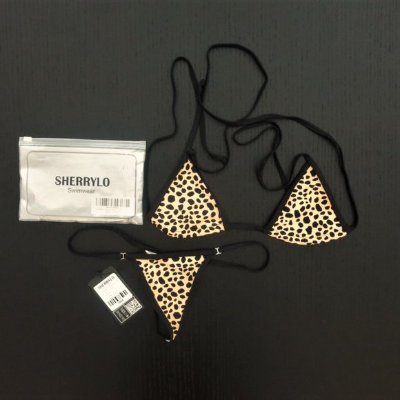 Sherrylo | Swim | New Sherrylo Leopard Print Micro Vstring Thong Bikini ...